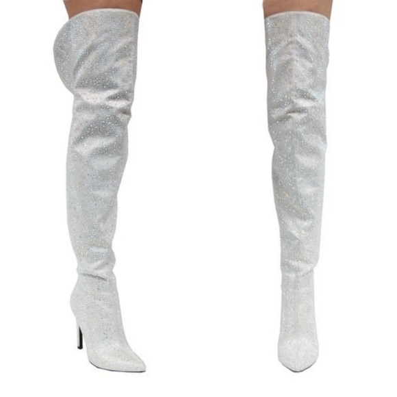 Cape Robbin | Shoes | Mini All Cape Robbin Crystals Thigh High Boot ...